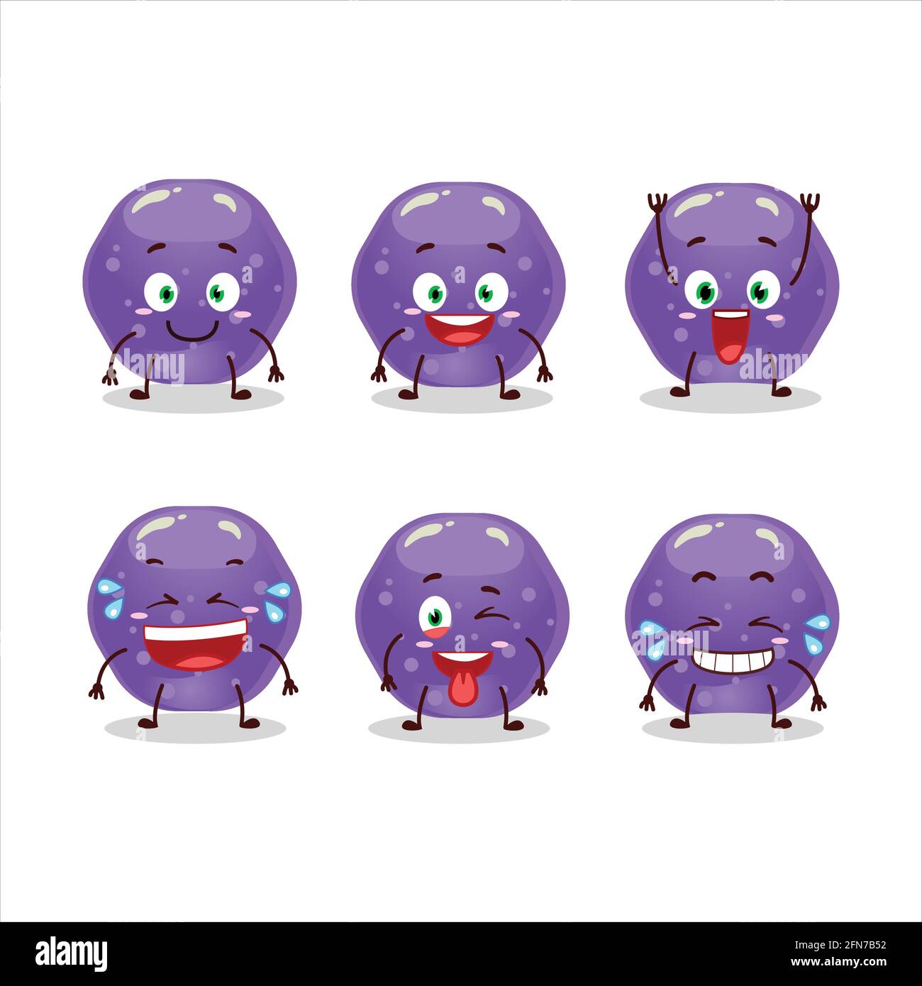 Cartoon character of jelly sweets candy purple with smile expression ...