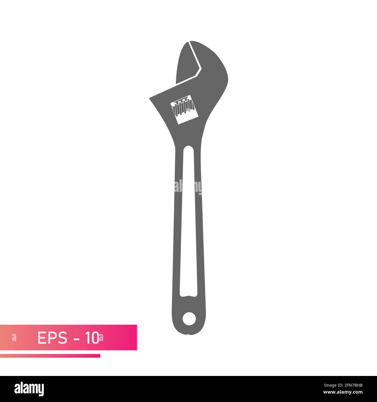 Sliding wrench in one color, icon. Adjustable wrench. Isolated on a ...