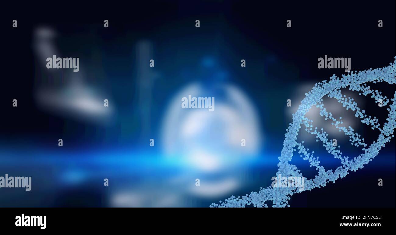 Composition of blue dna strand over glowing blue background Stock Photo ...