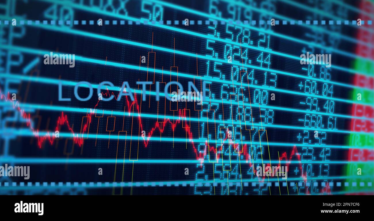 Location text and multiple graphs over stock market data processing on ...