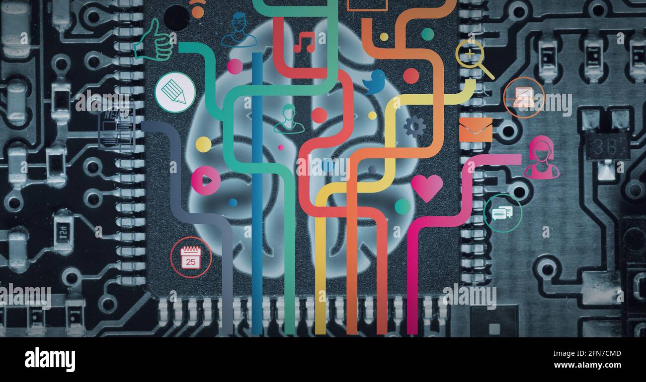 Human brain and circuit board hi-res stock photography and images - Alamy