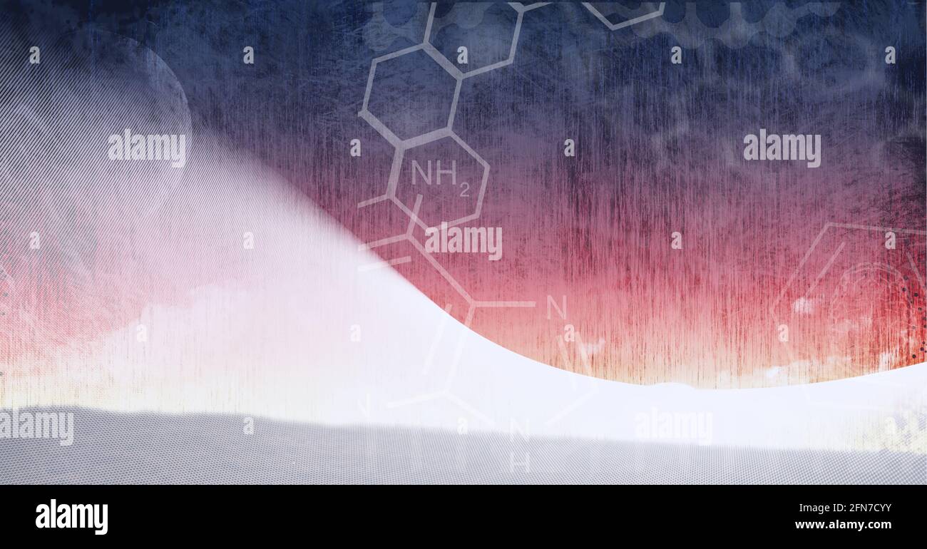 Composition of chemical compounds structures on gradient background ...
