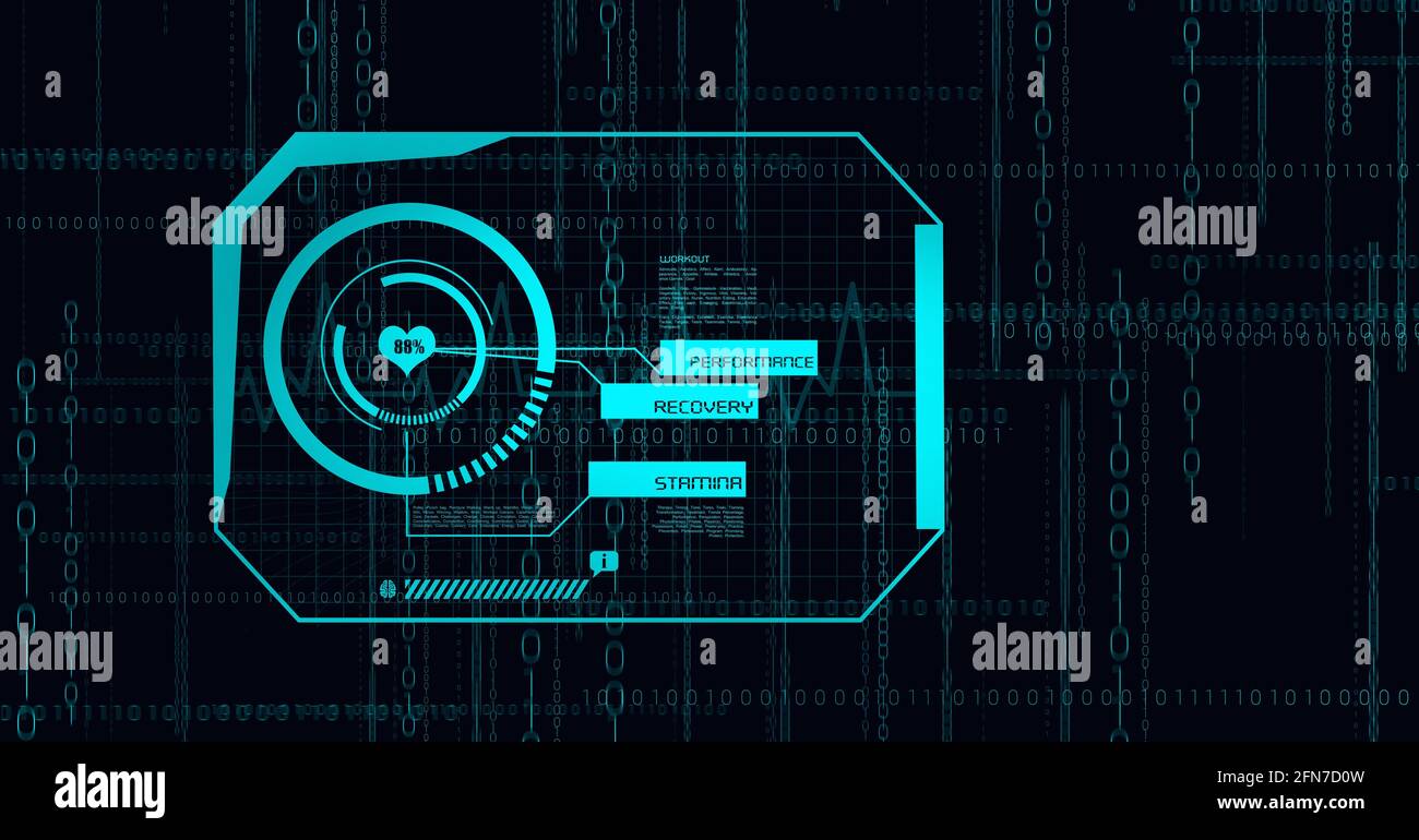 Composition Of Binary Coding Medical Icons And Data Processing On