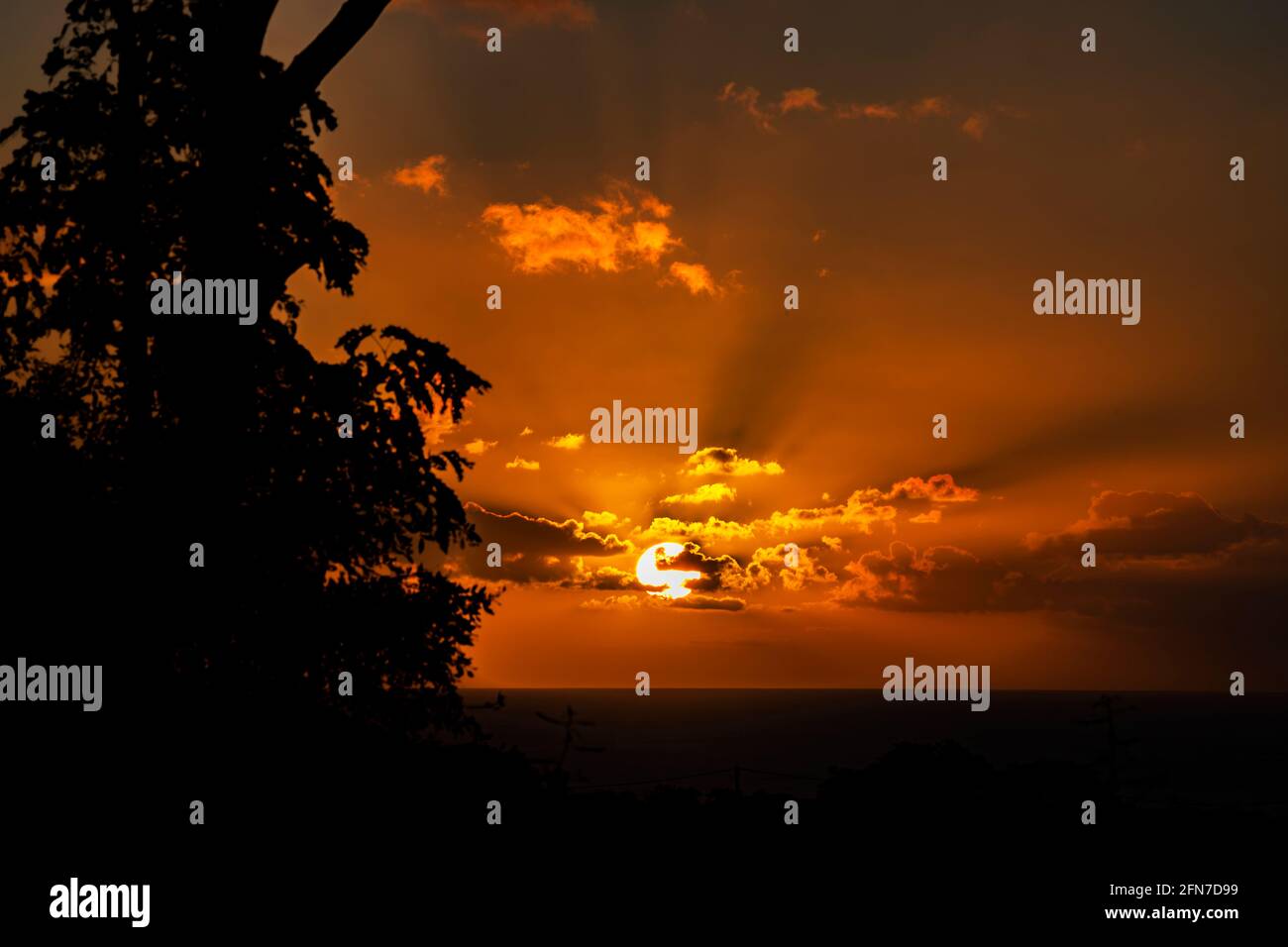 sunset on the tropical island of Mauritius Stock Photo - Alamy
