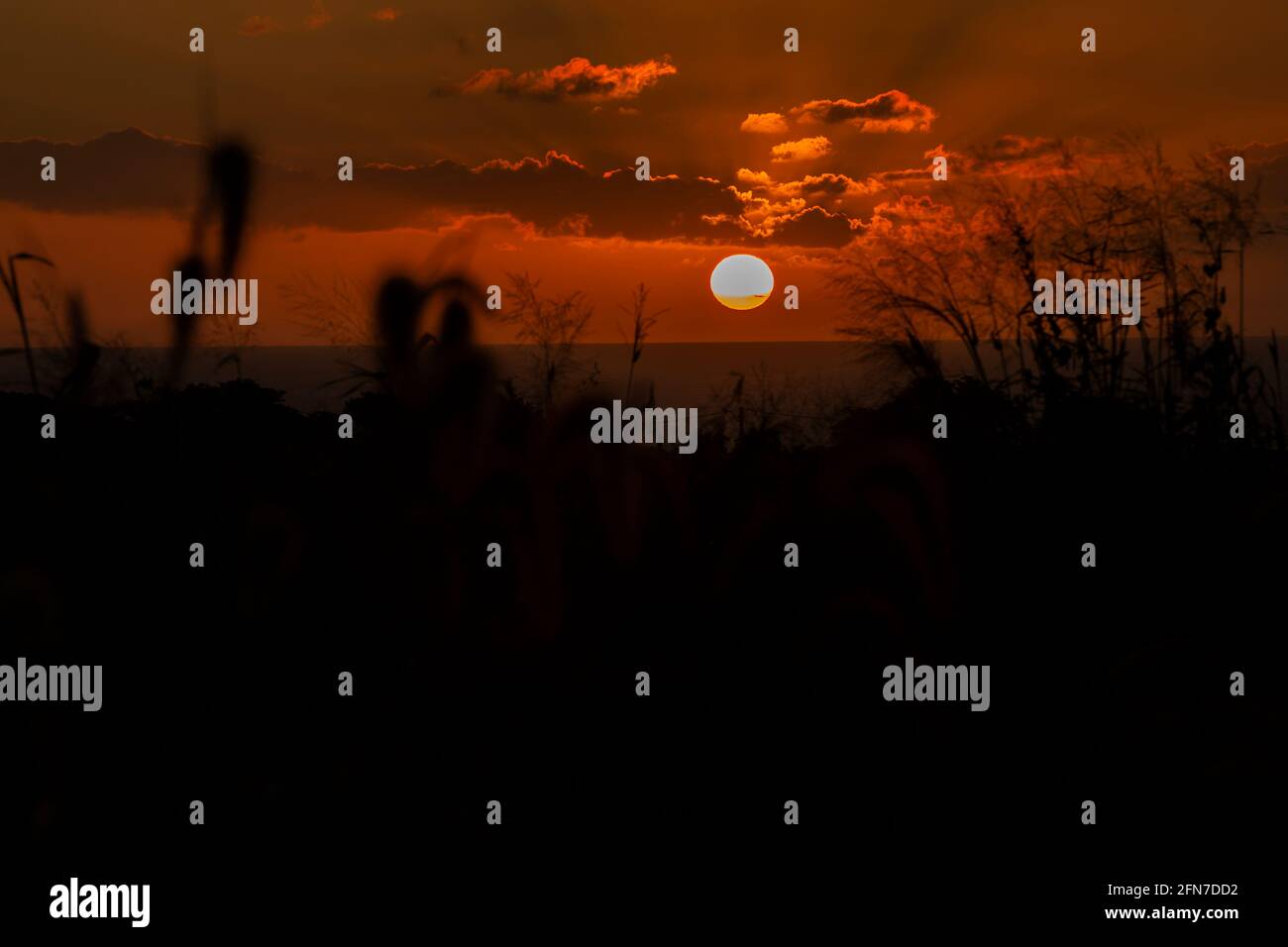 sunset on the tropical island of Mauritius Stock Photo - Alamy