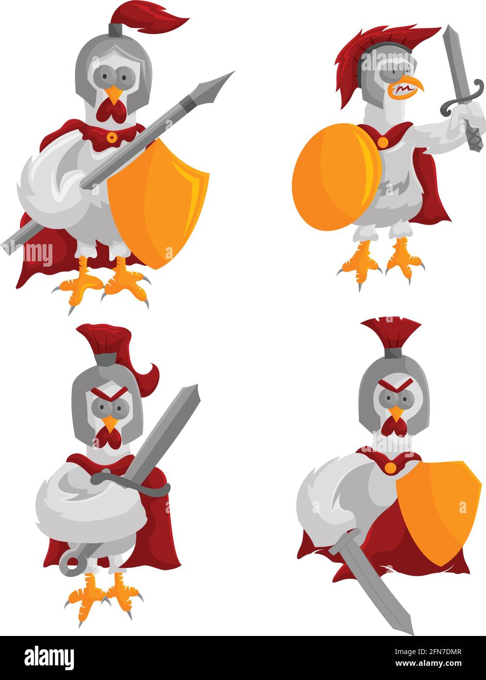 Spartan Roaster Mascot Illustration Wear Helmet Shield Sword Animal ...