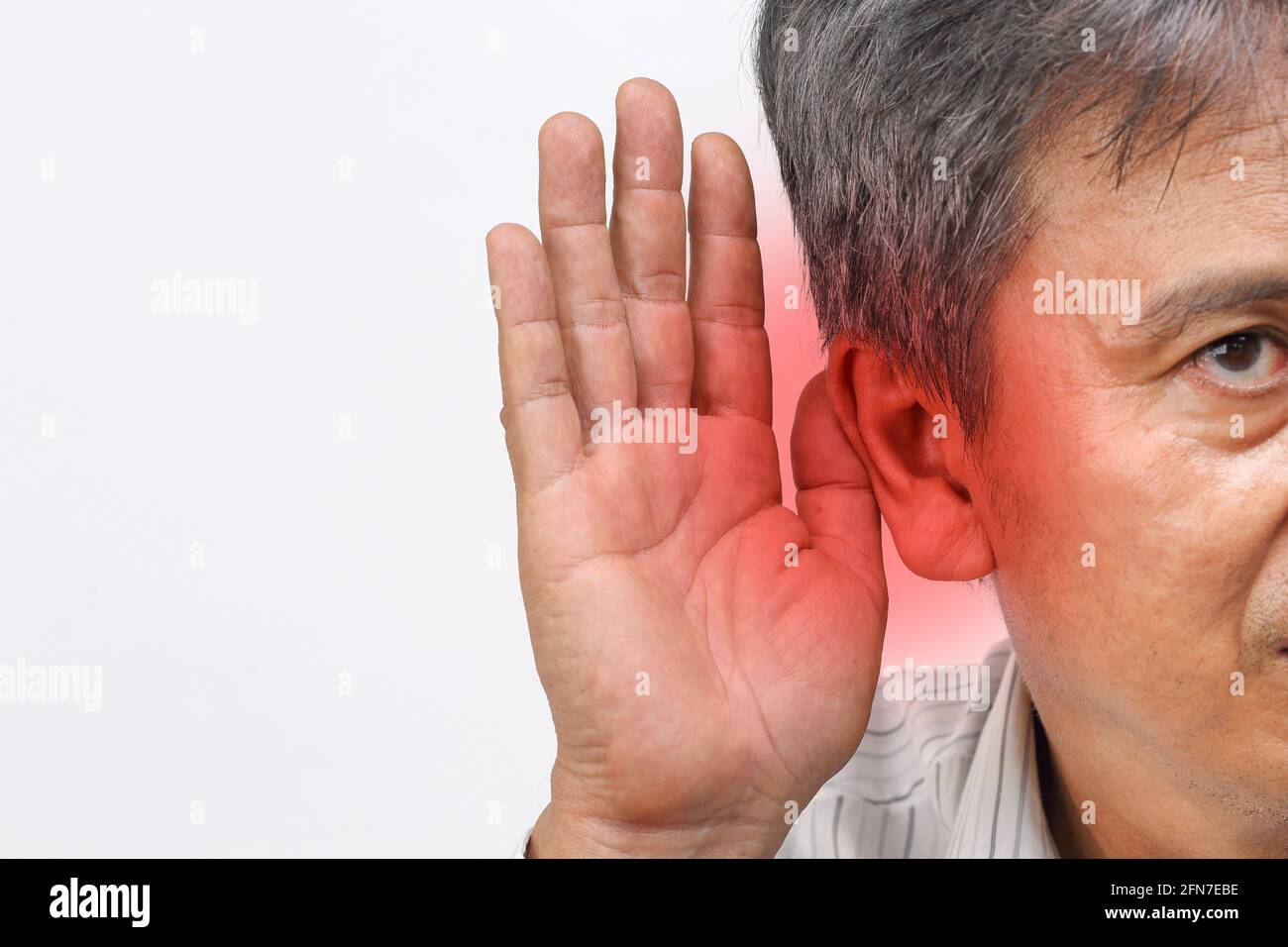 Senior man hearing loss , Hard of hearing Stock Photo - Alamy