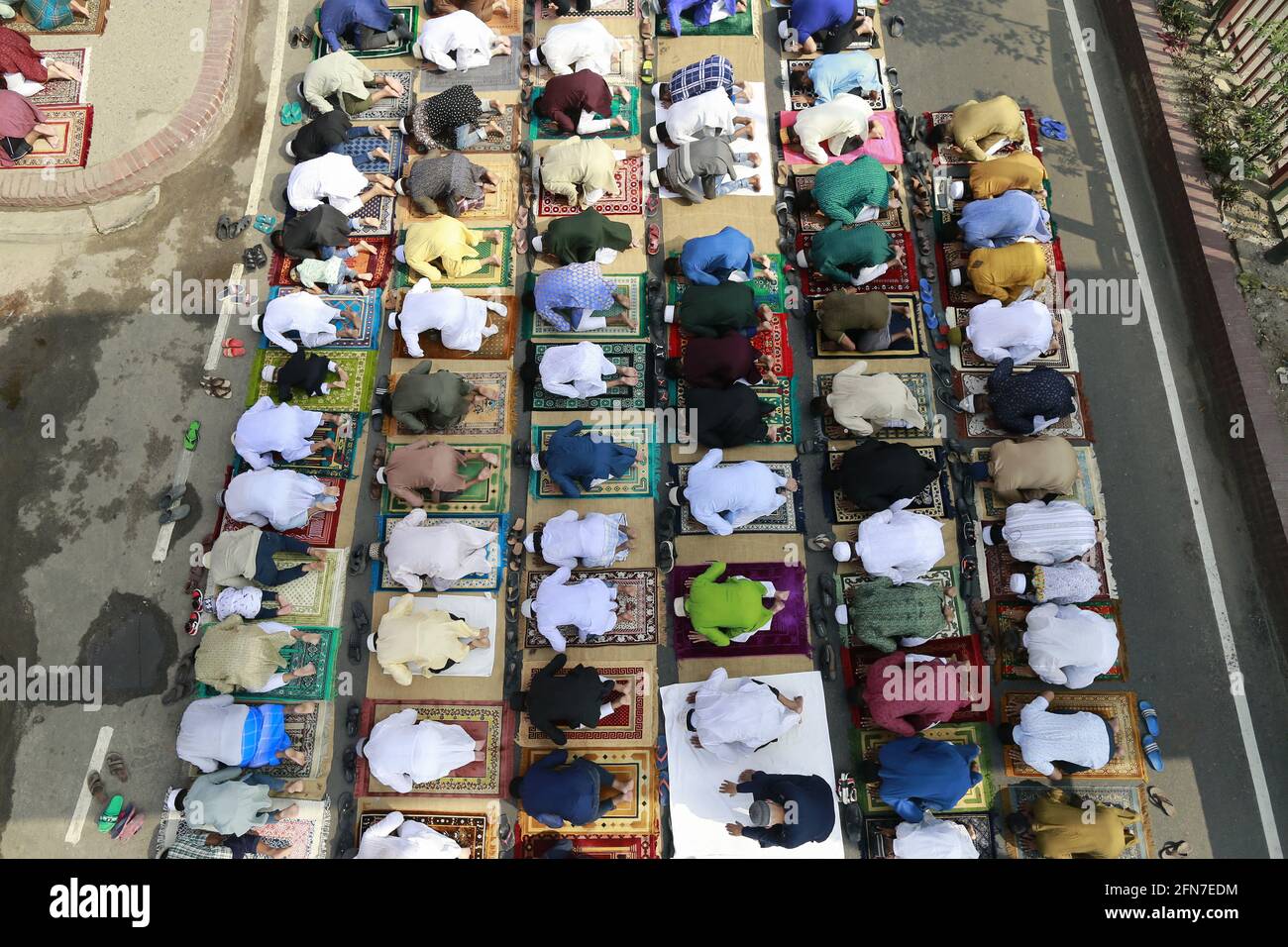 Dhaka, Bangladesh, May 14, 2021. Bangladeshi Muslims offer Eidl al-Fitr ...