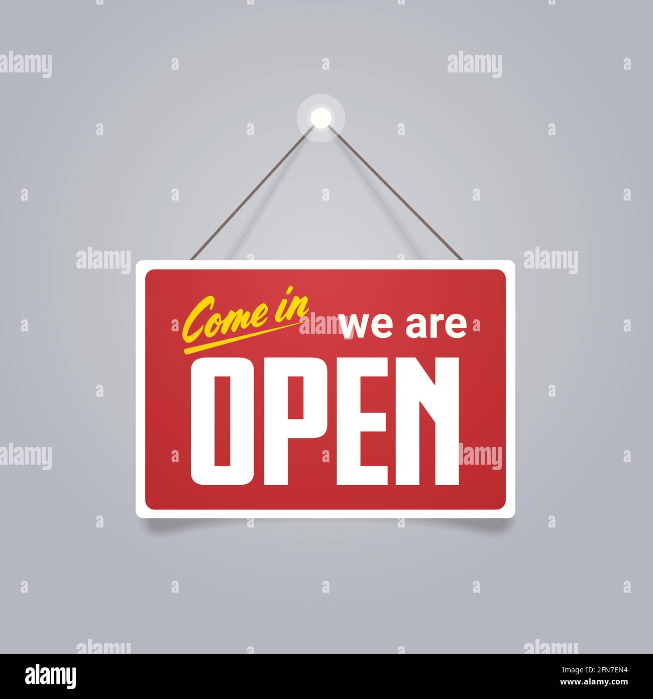 come in we are open door advertising sign store opening concept label ...