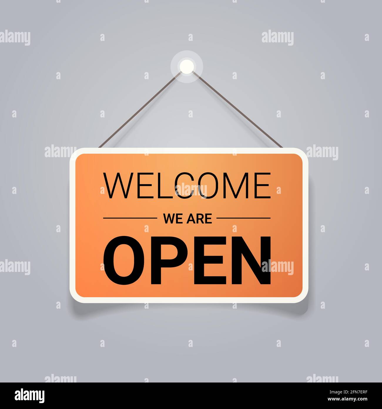 welcome we are open door advertising sign store opening concept label ...