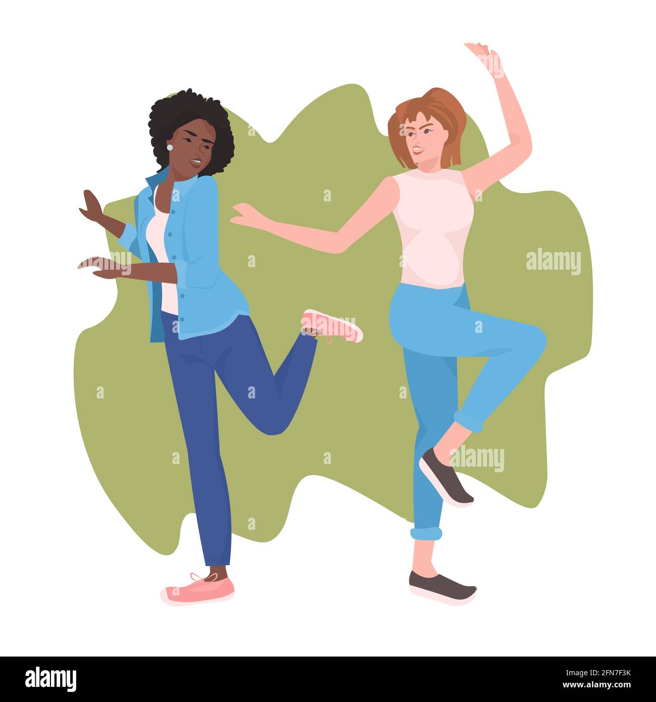 mix race girls dancing female dancers having fun couple enjoying dance ...