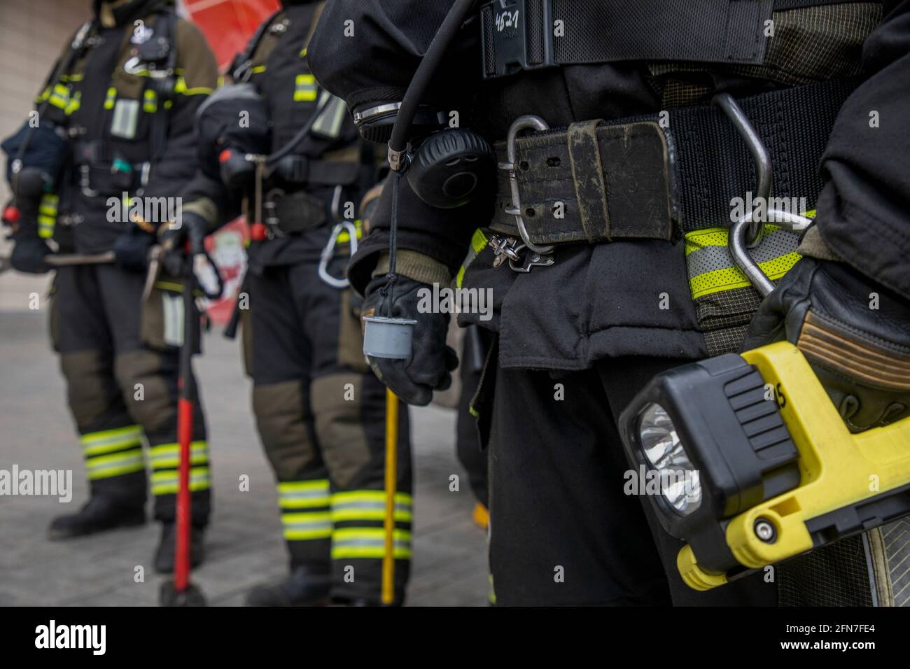 Moscow, Russia. 14th May, 2021. A fire brigade during a demonstration ...