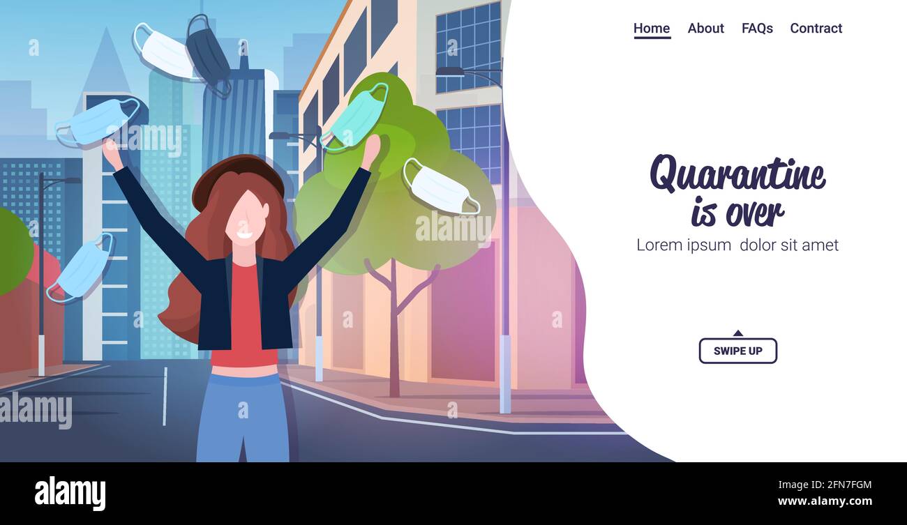 girl throwing face masks celebrating victory over coronavirus pandemic ...