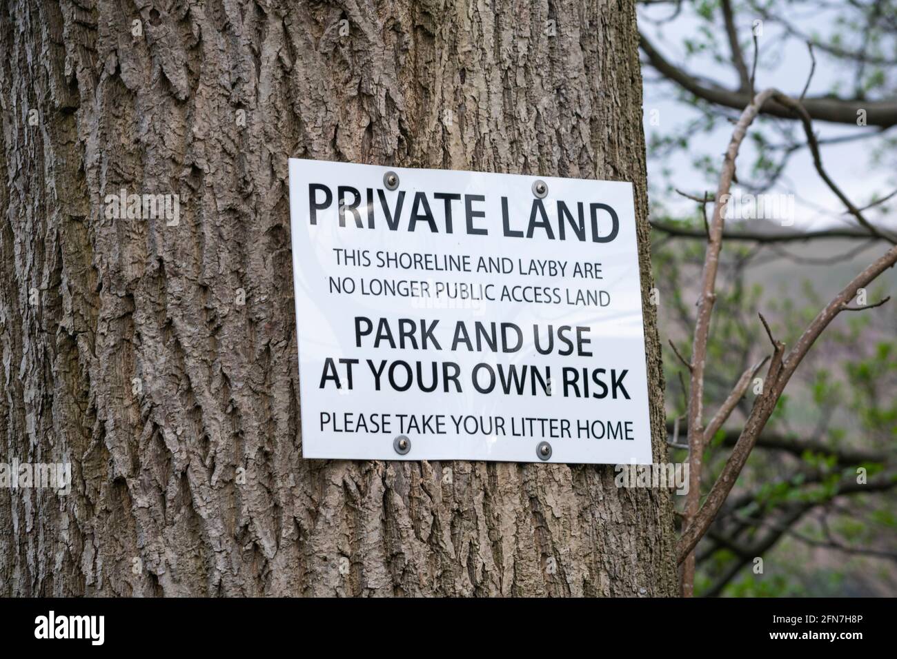 Private land sign beside Ullswater, Lake District, Cumbria Stock Photo ...