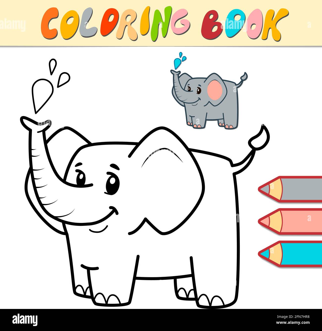 Elephant cartoon coloring pages hi-res stock photography and images - Alamy