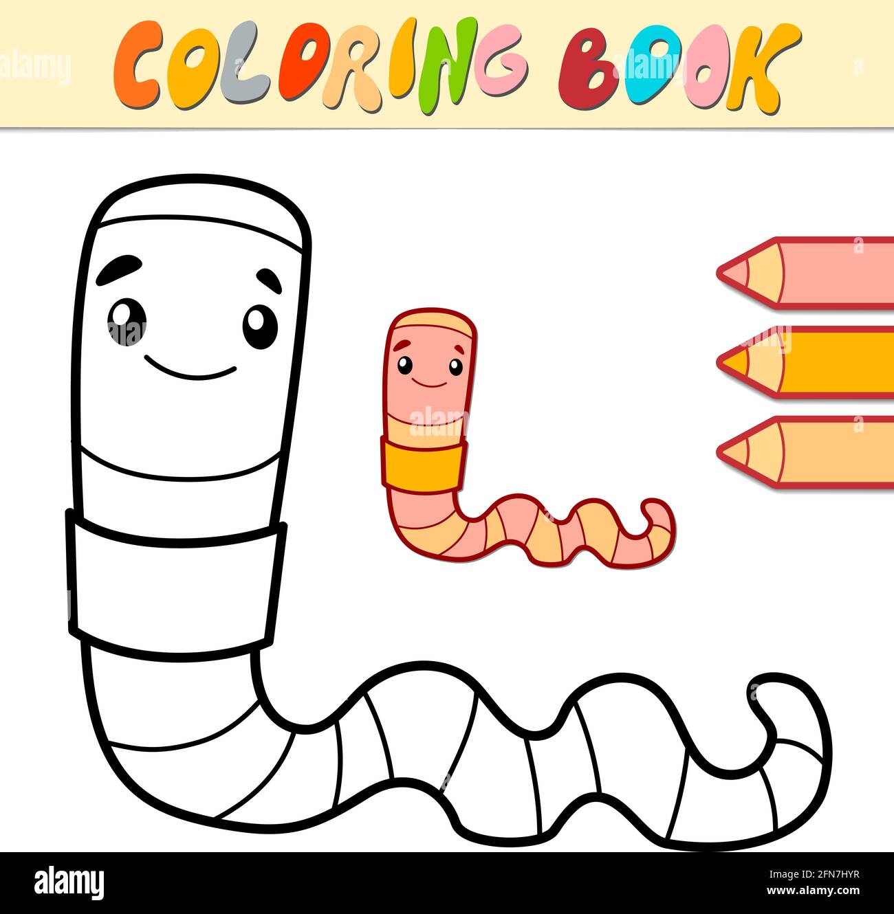 Worm coloring vector vectors Stock Vector Images - Alamy