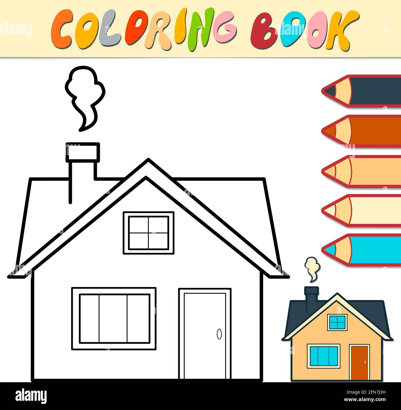 House Drawing For Colouring Easy