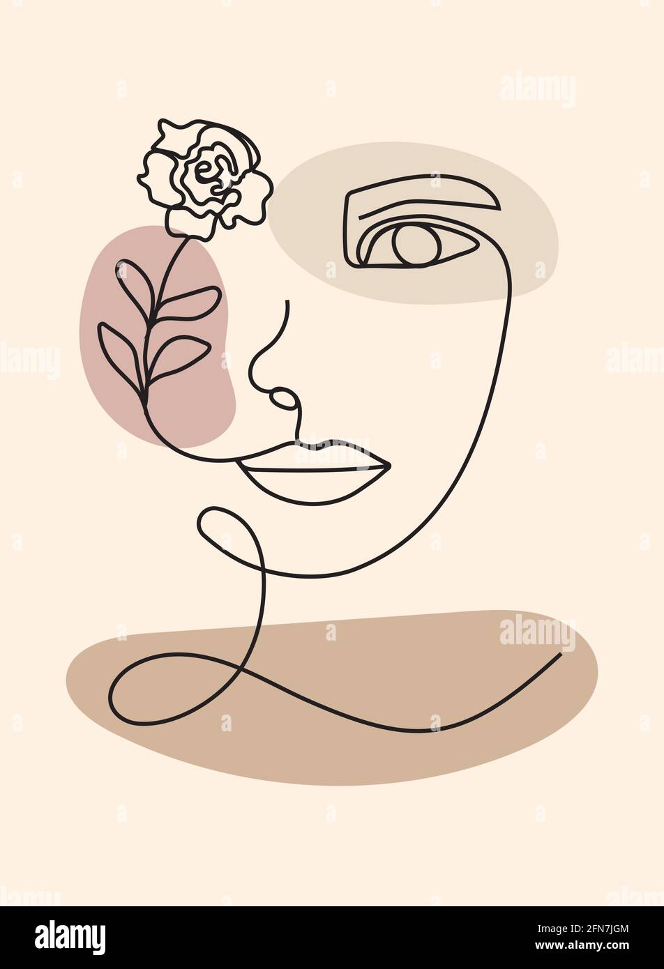 Boho women faces on abstract wall art vector. Surreal portraits set ...