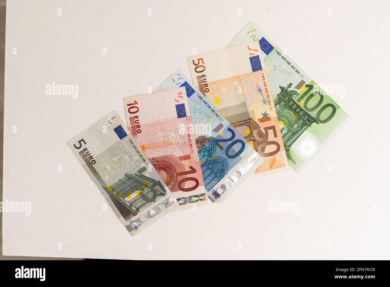 European currency, euro banknote on white background Stock Photo - Alamy