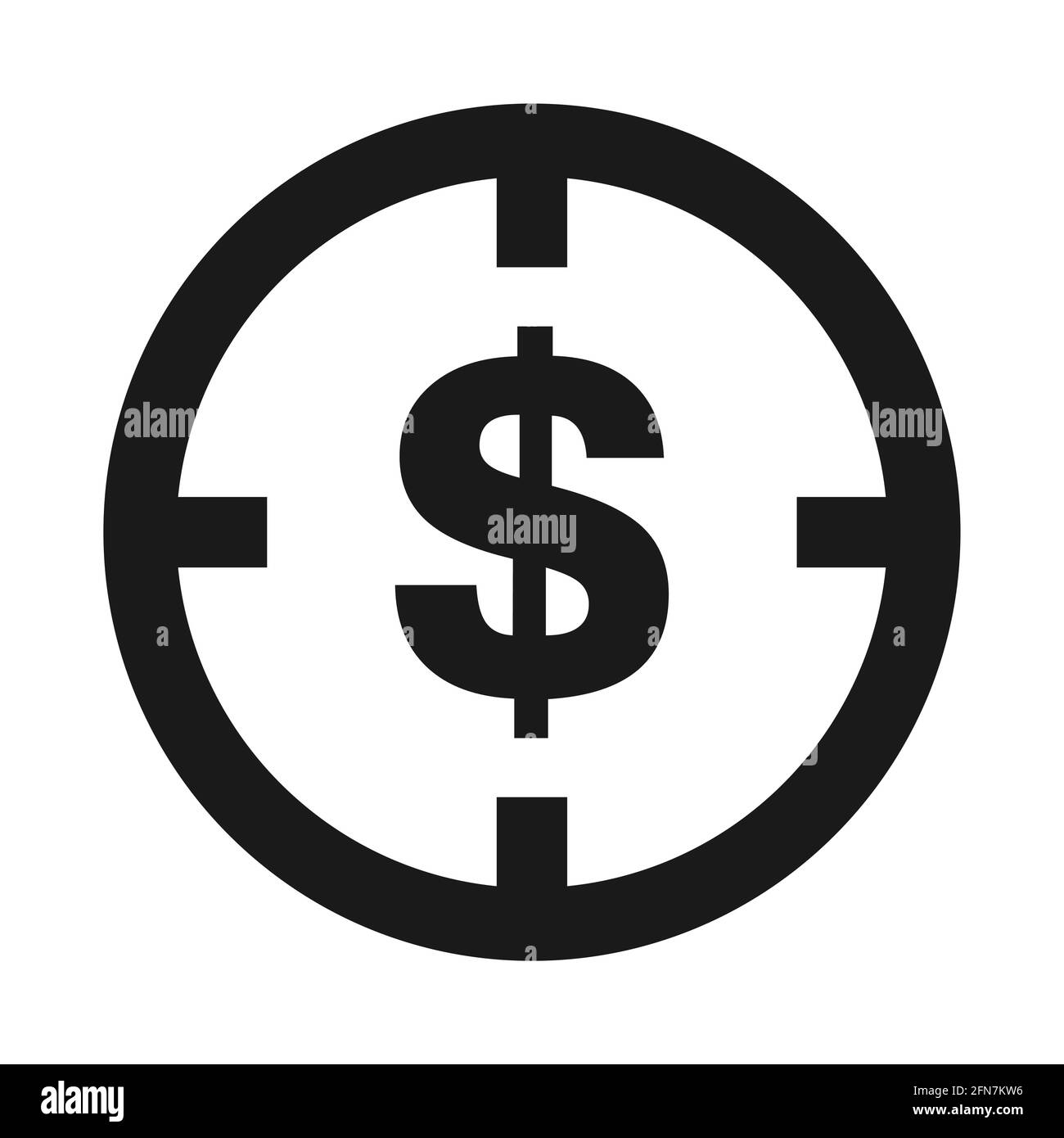 Target icon with money symbol for website etc. Web flat button, vector ...