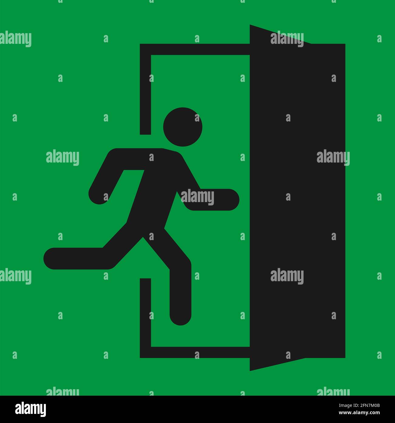 Running man and exit door sign. Vector icon, safety symbol. Escape help ...