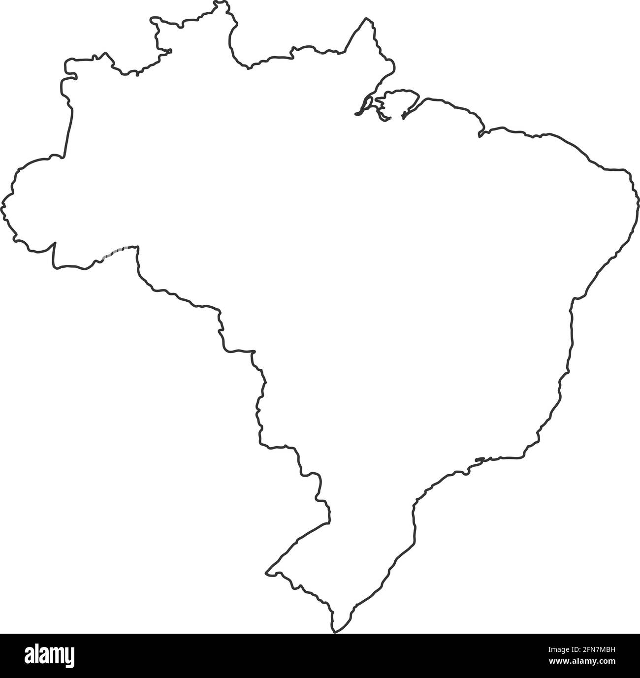Outline map of Brazil vector icon isolated on white background. Vector ...