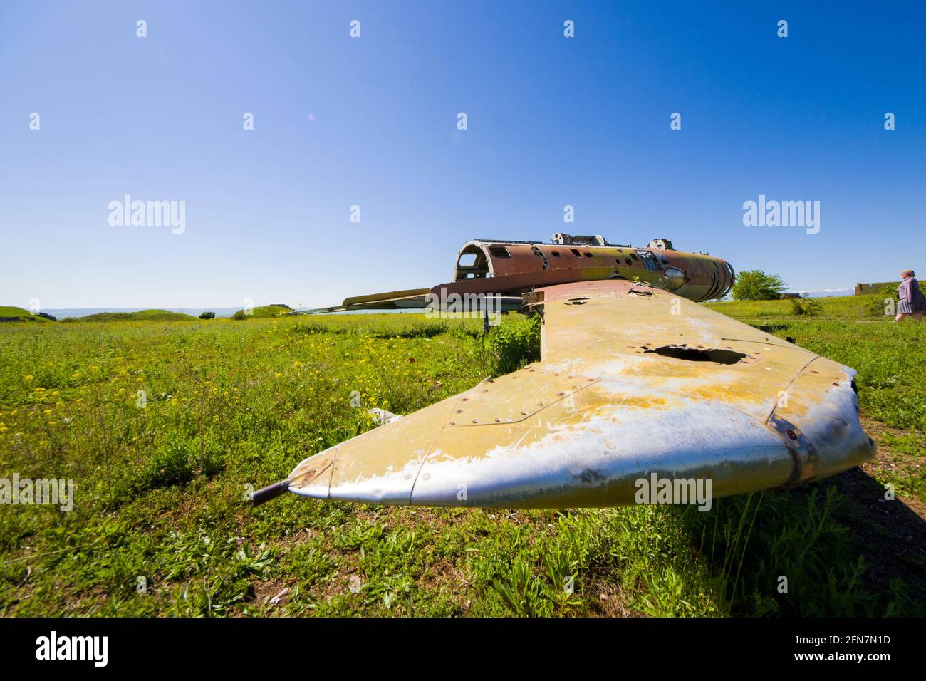 Soviet union army jet airplane in Shiraqi valley, Kakheti, Georgia ...