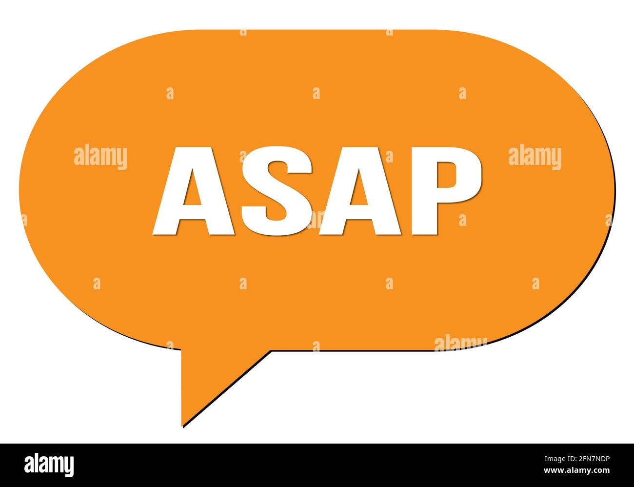 ASAP text written in an orange speech bubble stamp Stock Photo - Alamy