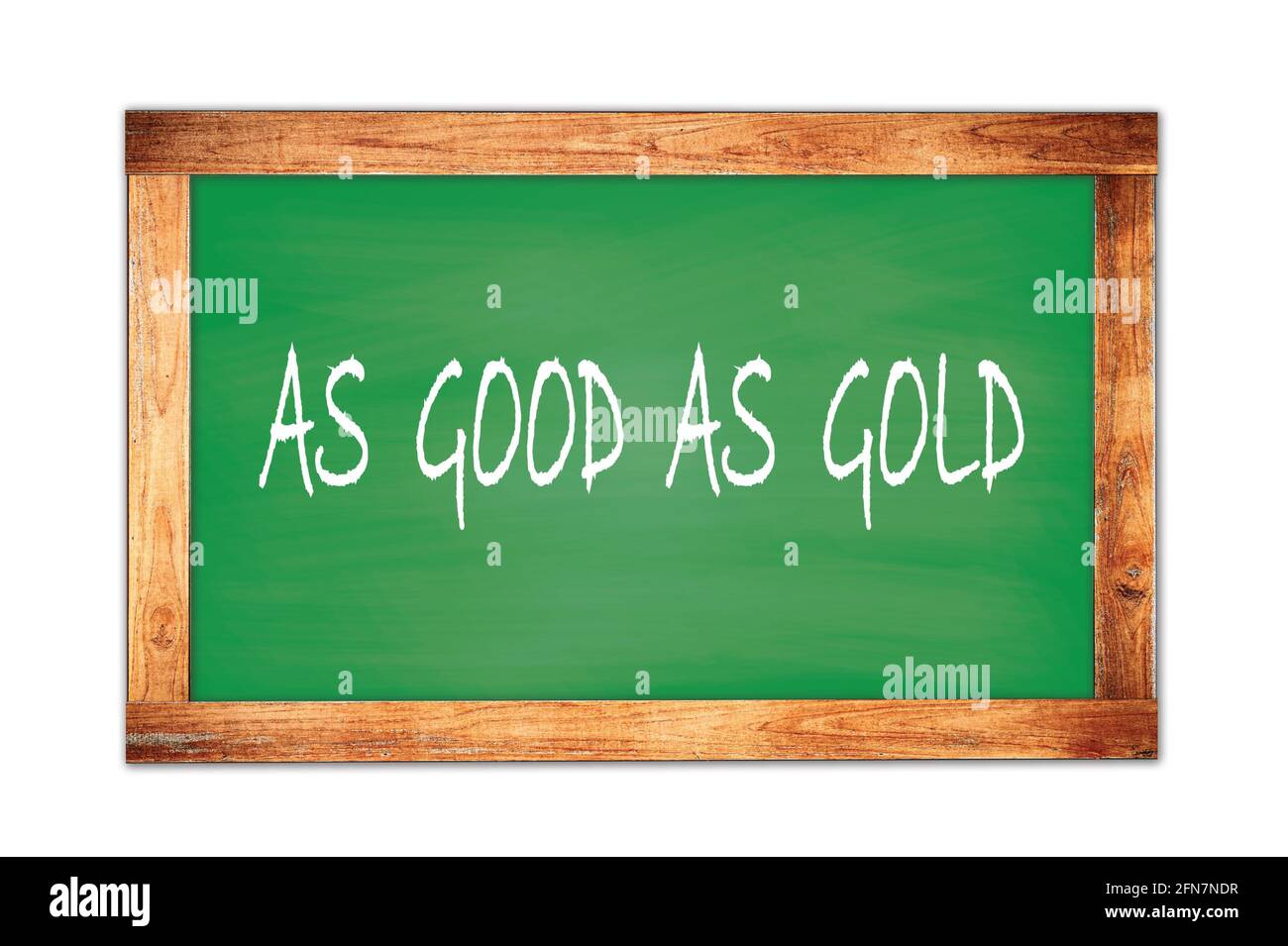 AS GOOD AS GOLD text written on green wooden frame school blackboard ...