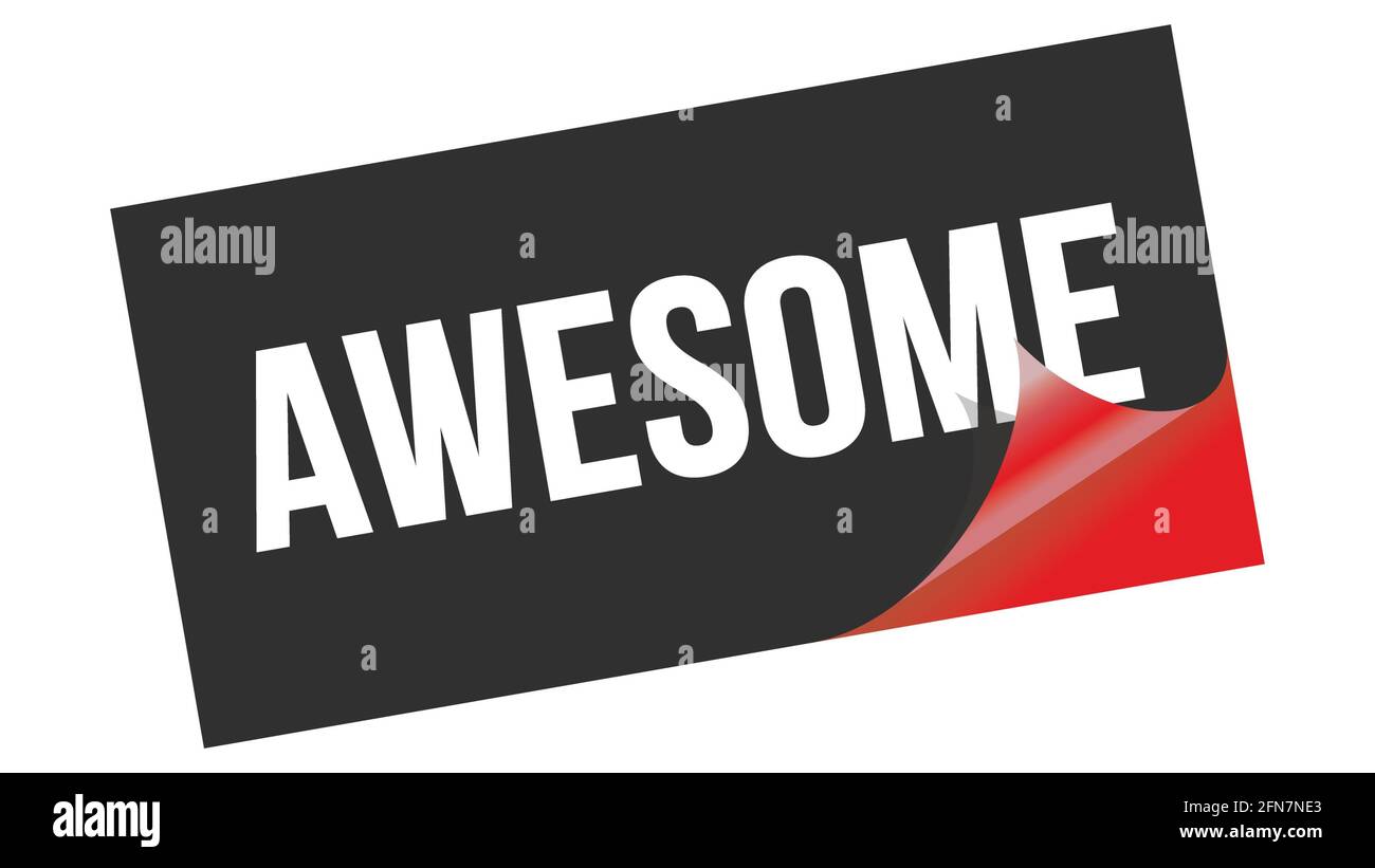 AWESOME text written on black red sticker stamp Stock Photo - Alamy