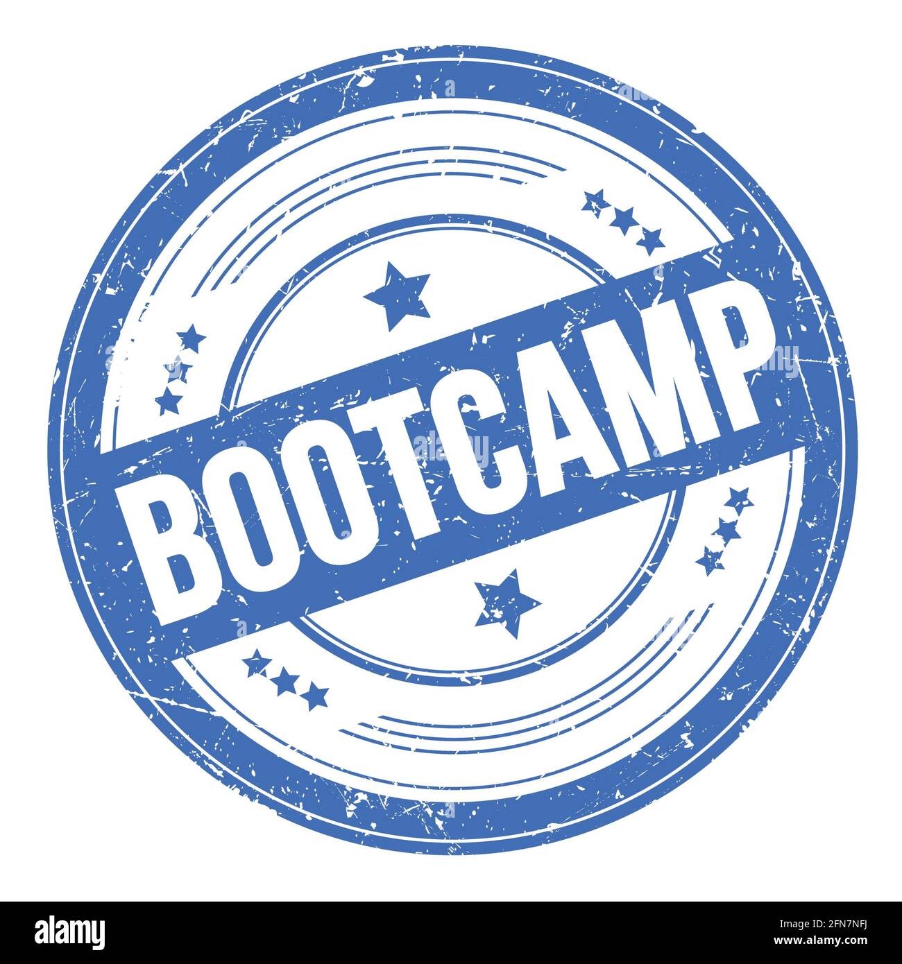 BOOTCAMP text on blue round grungy texture stamp Stock Photo - Alamy