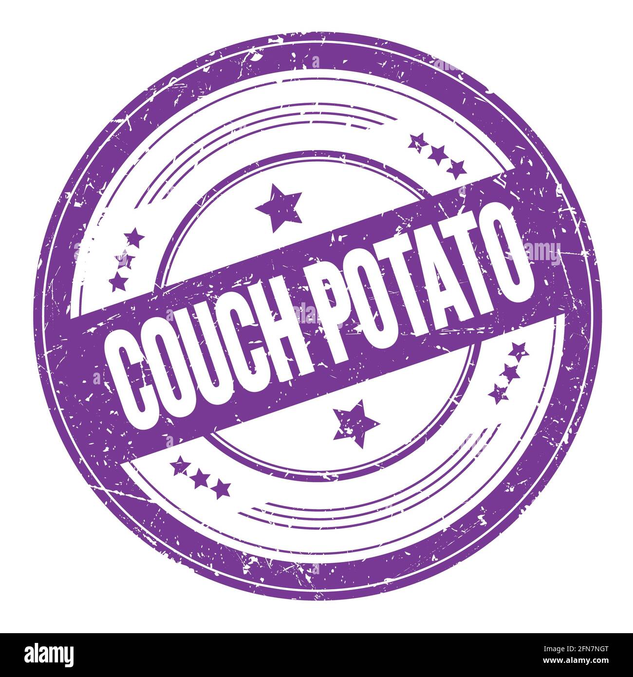 COUCH POTATO text on violet indigo round grungy texture stamp Stock ...