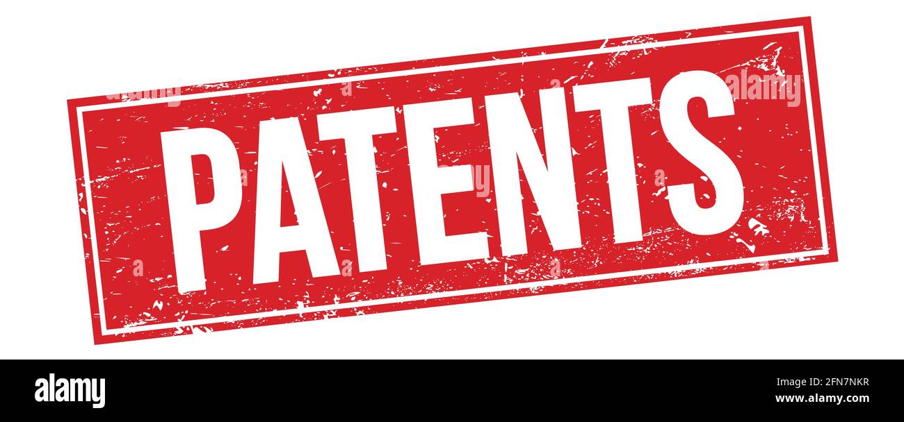 PATENTS text on red grungy rectangle stamp sign Stock Photo - Alamy
