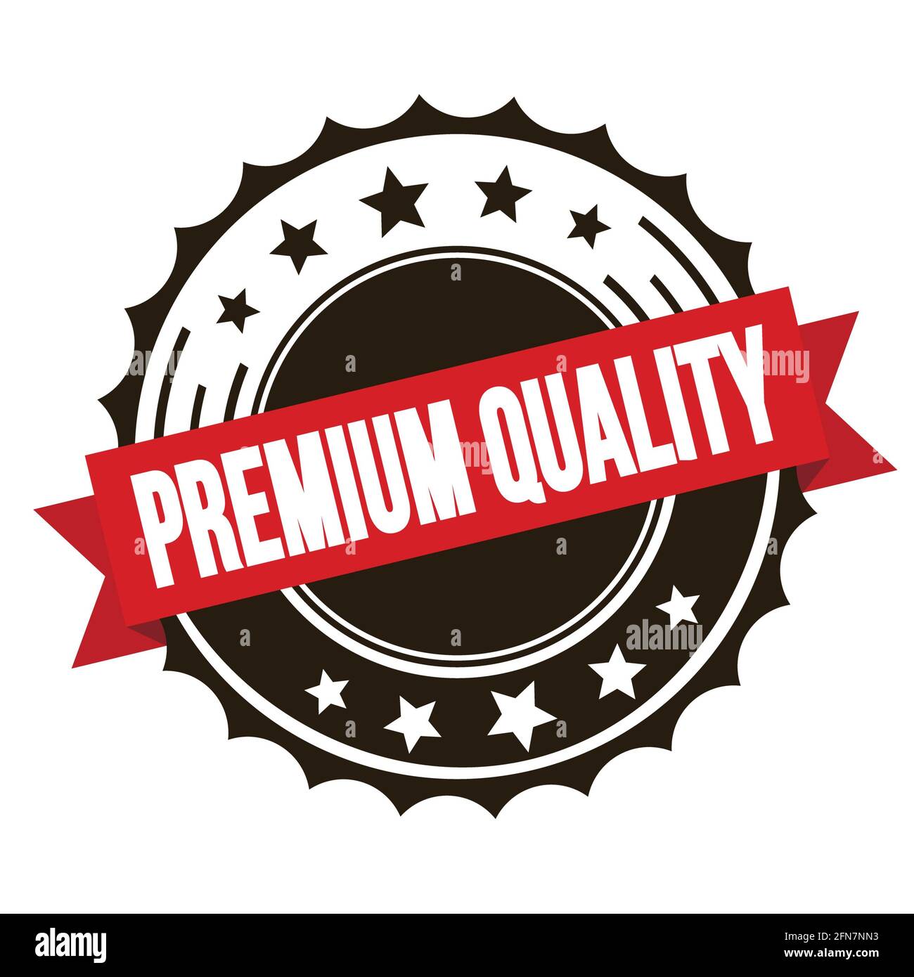PREMIUM QUALITY text on red brown ribbon badge stamp Stock Photo - Alamy