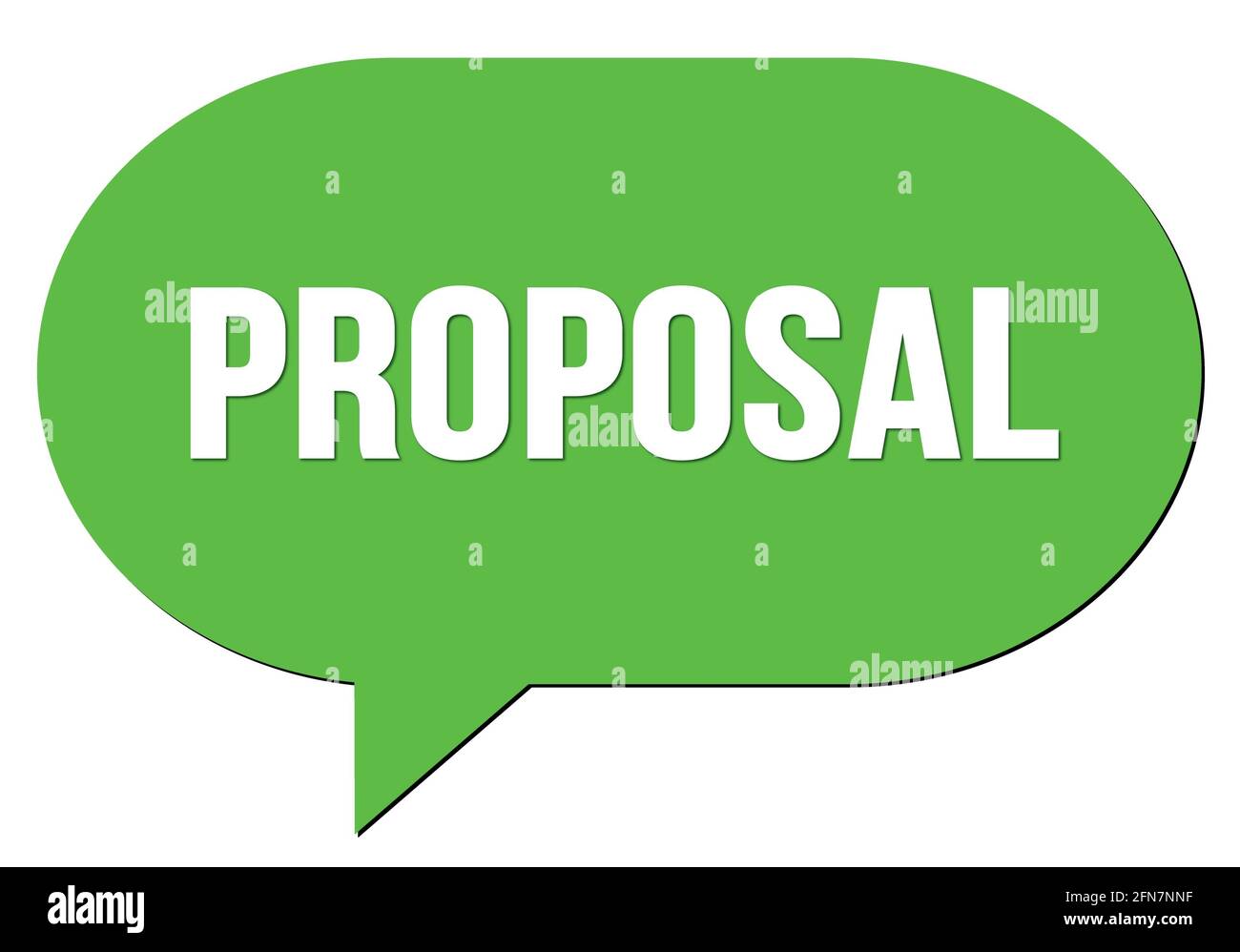 PROPOSAL text written in a green speech bubble stamp Stock Photo - Alamy