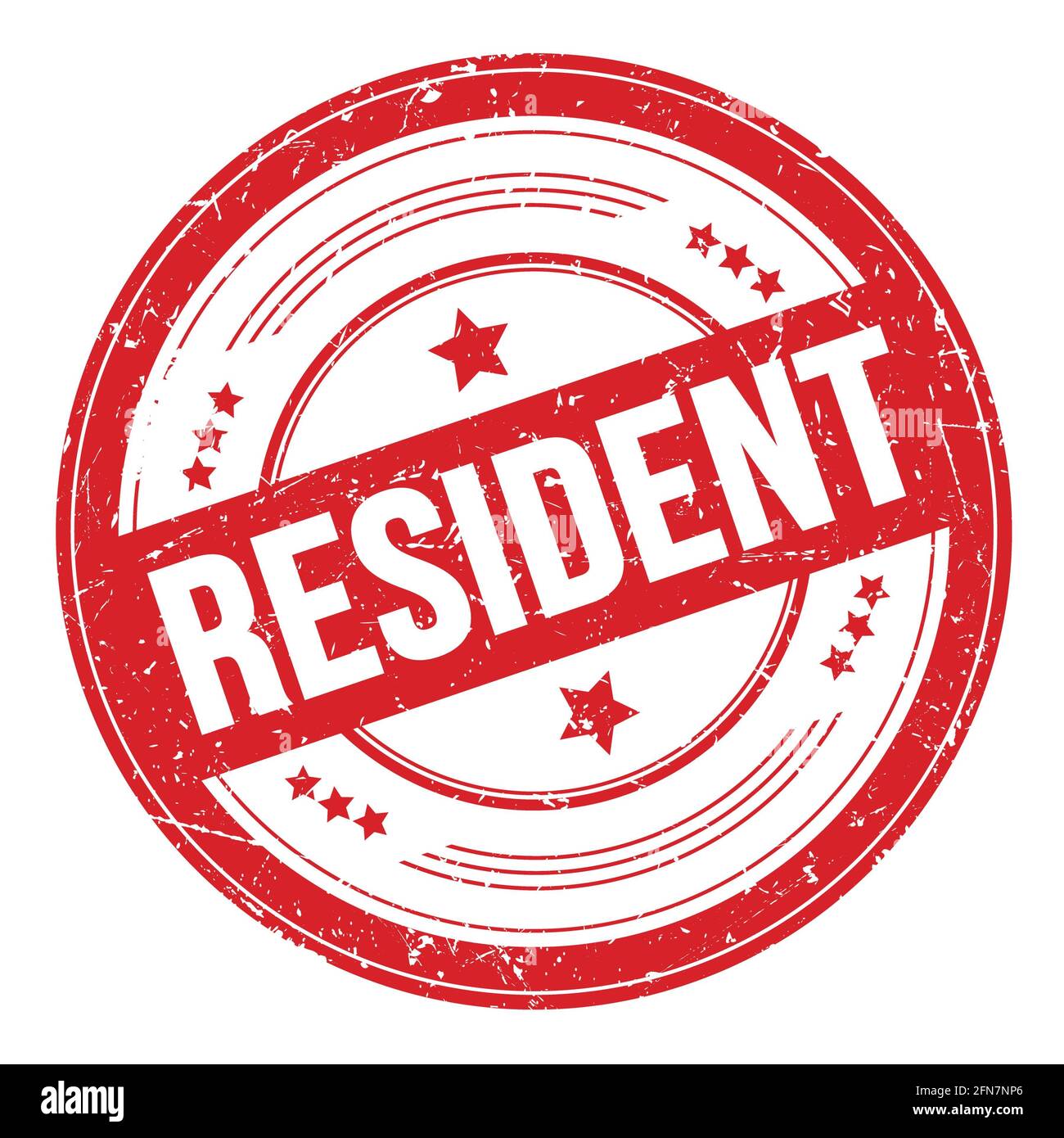 RESIDENT text on red round grungy texture stamp Stock Photo - Alamy