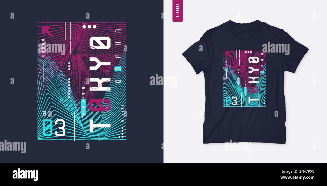Tokyo. Streetwear graphic t-shirt design, technology print, vector ...