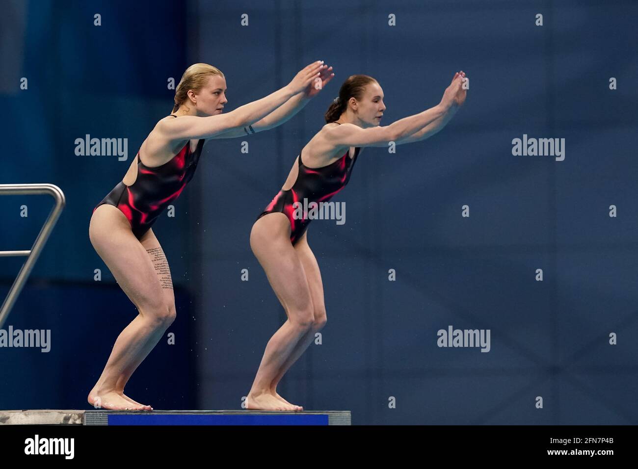 BUDAPEST, HUNGARY - MAY 14: Kseniia Bailo of Ukraine and Sofiia Lyskun ...