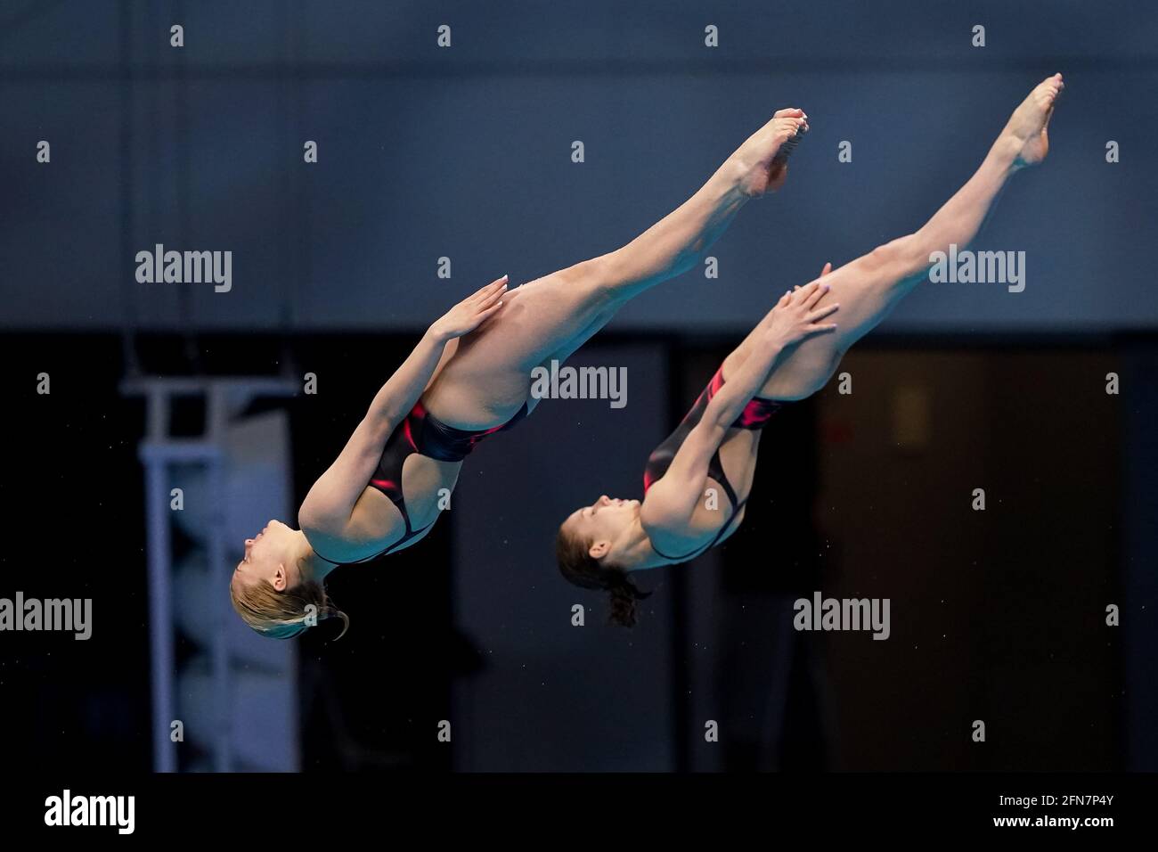 BUDAPEST, HUNGARY - MAY 14: Kseniia Bailo of Ukraine and Sofiia Lyskun ...