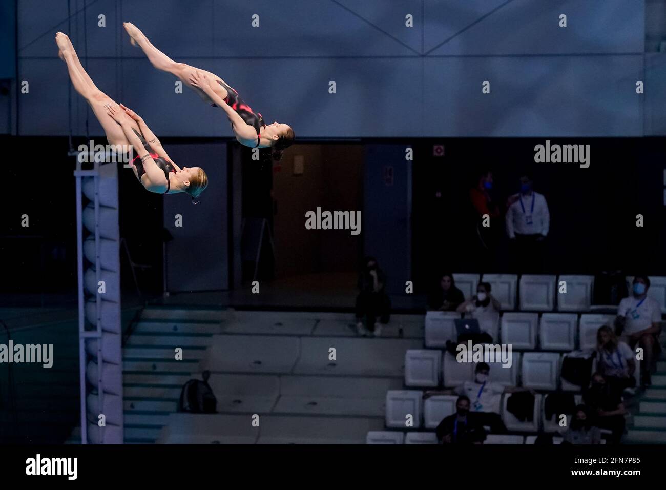 BUDAPEST, HUNGARY - MAY 14: Kseniia Bailo of Ukraine and Sofiia Lyskun ...