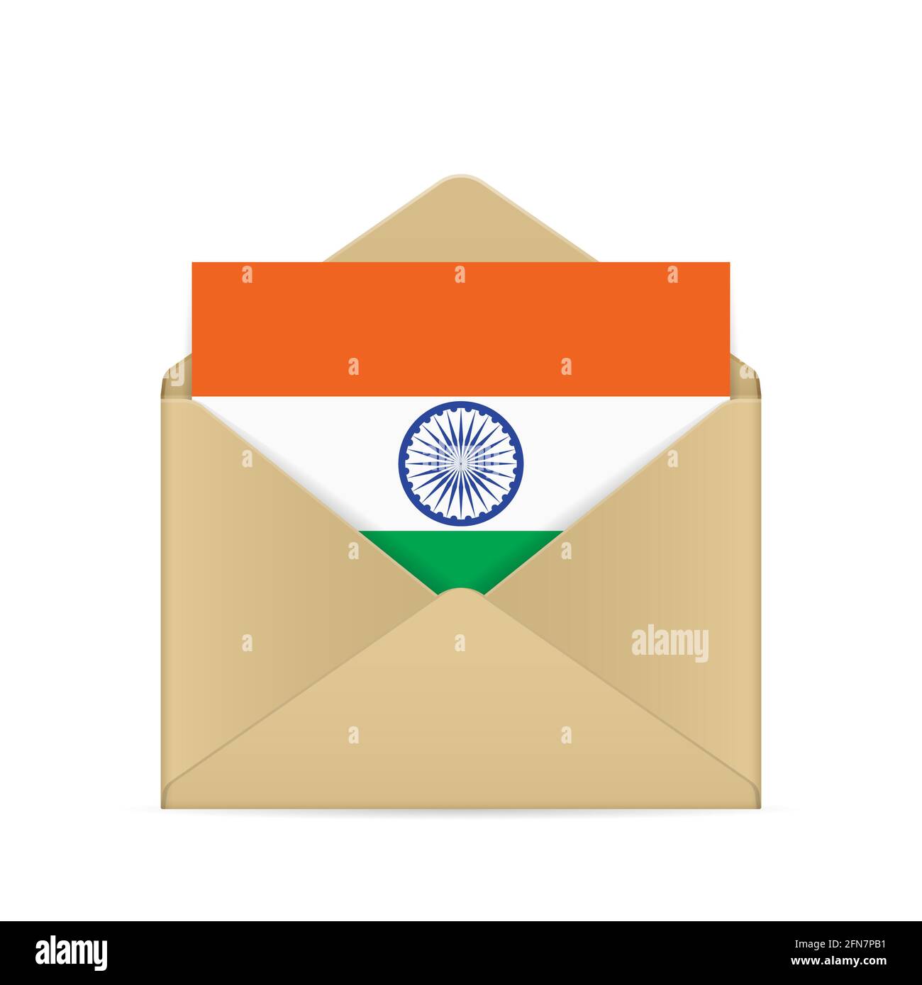 Envelope with India flag on a white background. Vector illustration ...