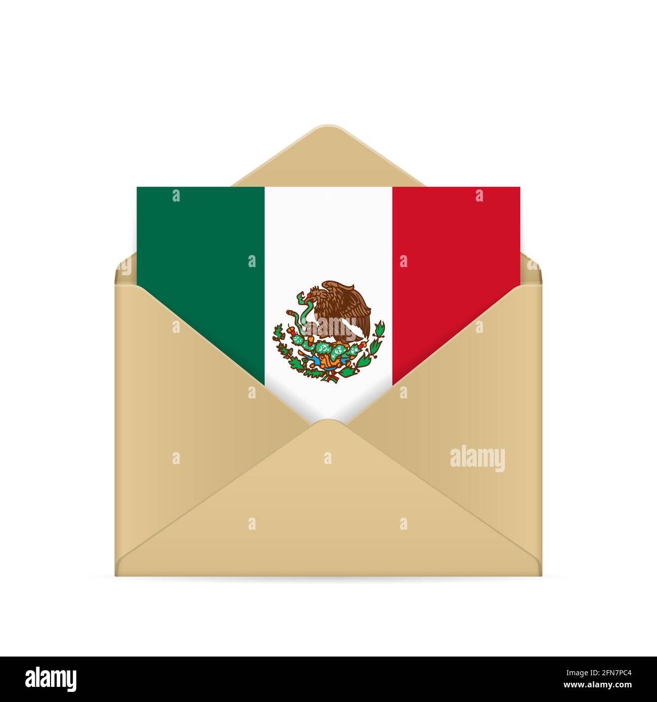 Envelope with Mexico flag on a white background. Vector illustration ...