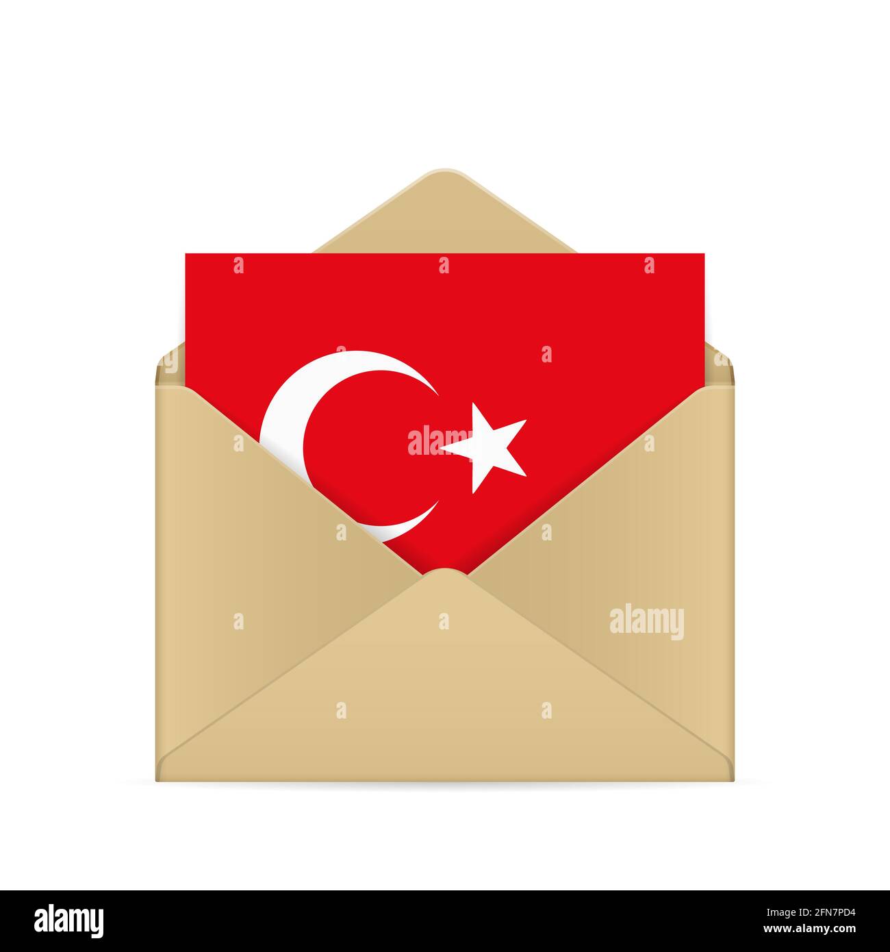 Envelope with Turkey flag on a white background. Vector illustration ...
