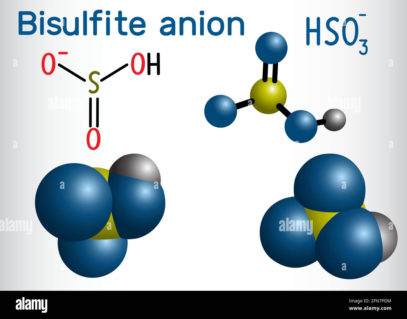 Bisulfite anion (hydrogen sulfite) molecule. Sodium bisulfite (E222 ...