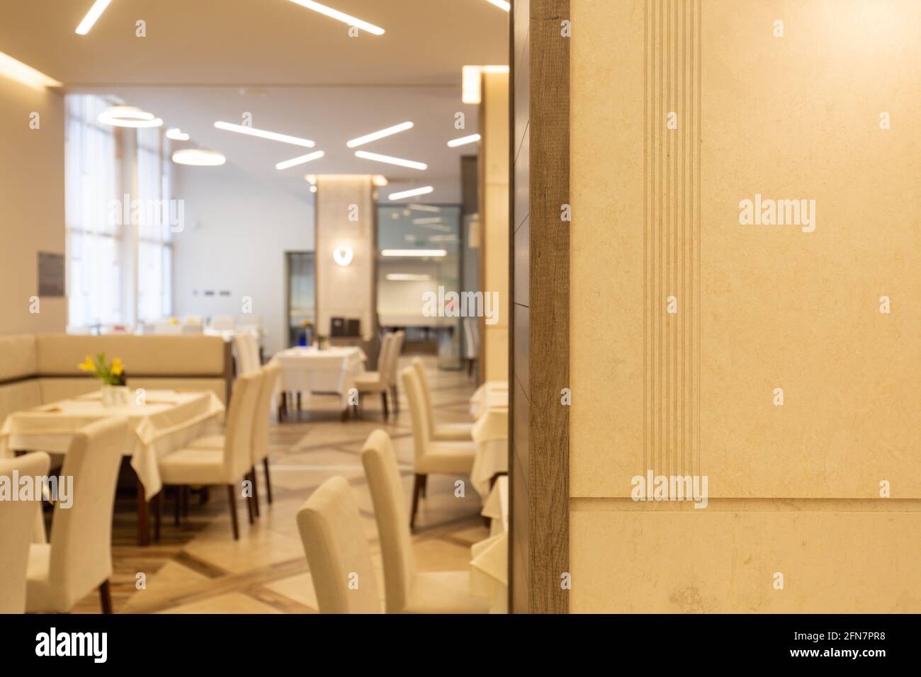 Dining hall white interior hi-res stock photography and images - Alamy