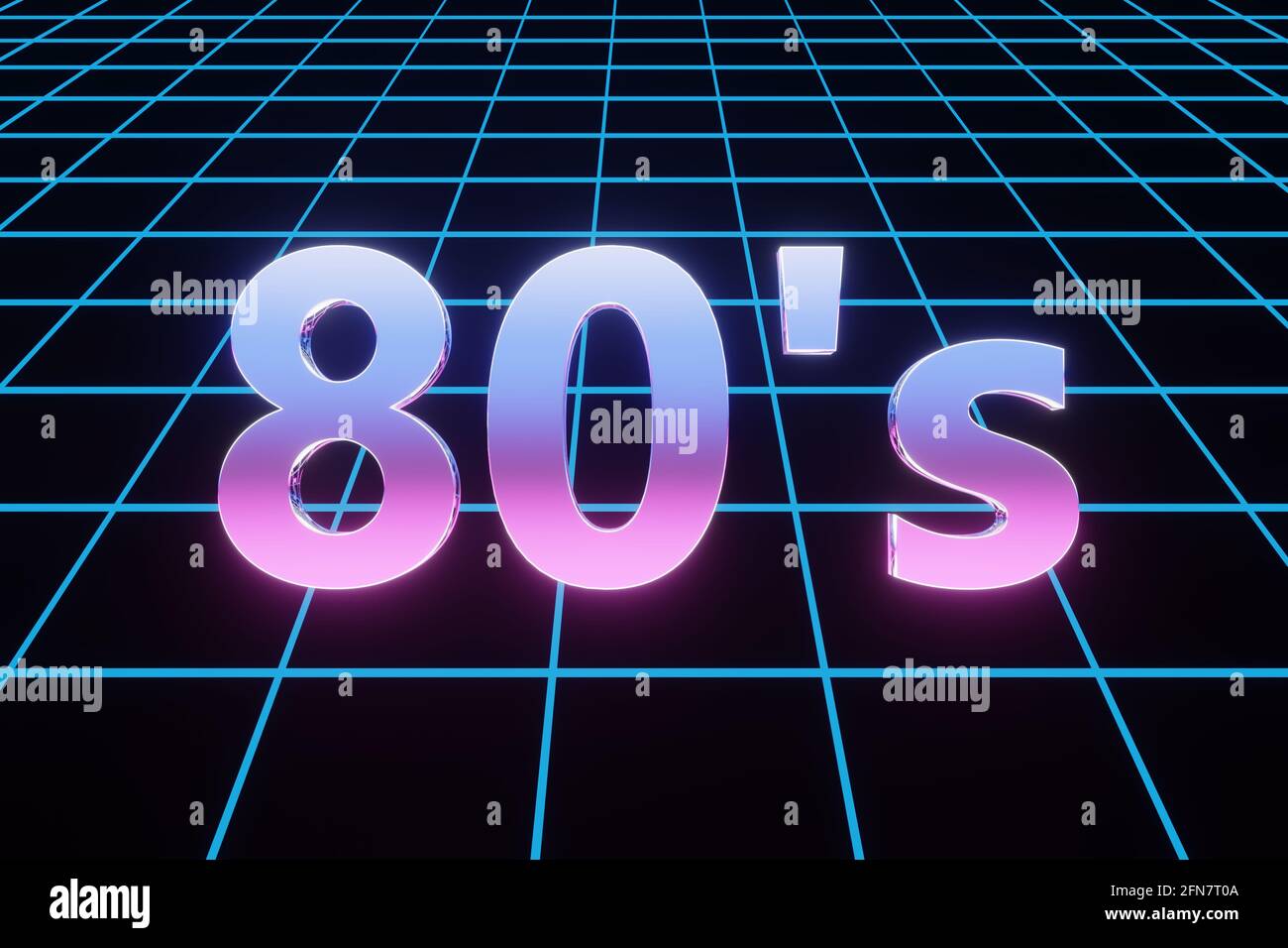 Vintage style 80's text neon sign. Retro banner template with light ...