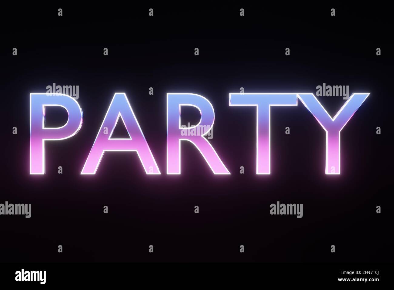 Vintage style PARTY text neon sign. 80's retro banner template with ...