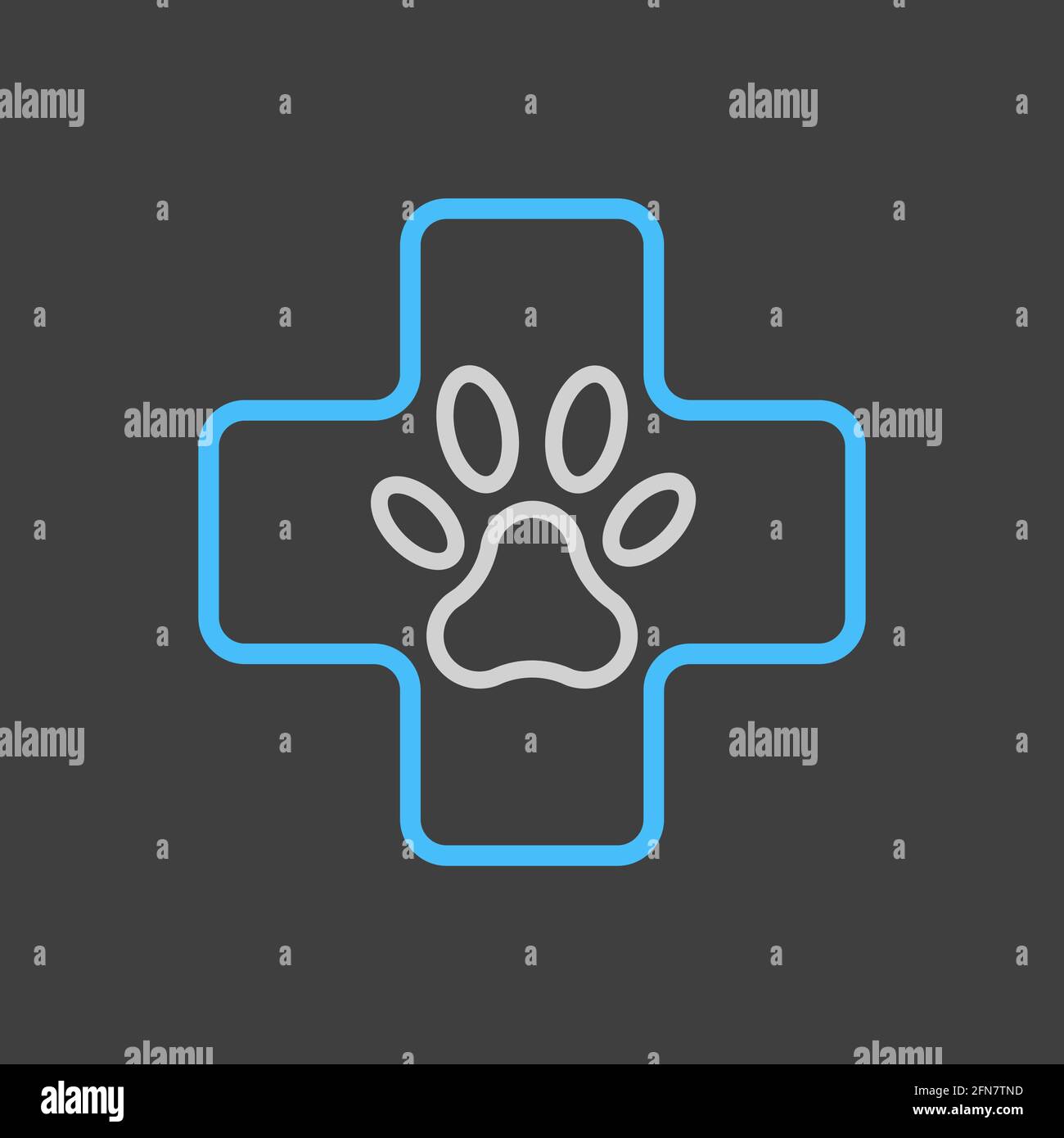 Veterinary vector icon on dark background. Pet animal sign. Graph ...