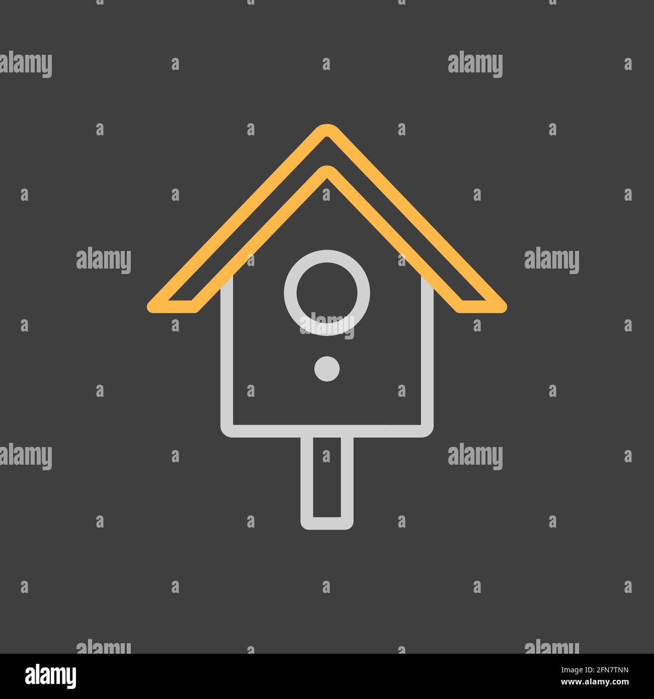 Nesting box or birds house vector icon on dark background. Graph symbol ...