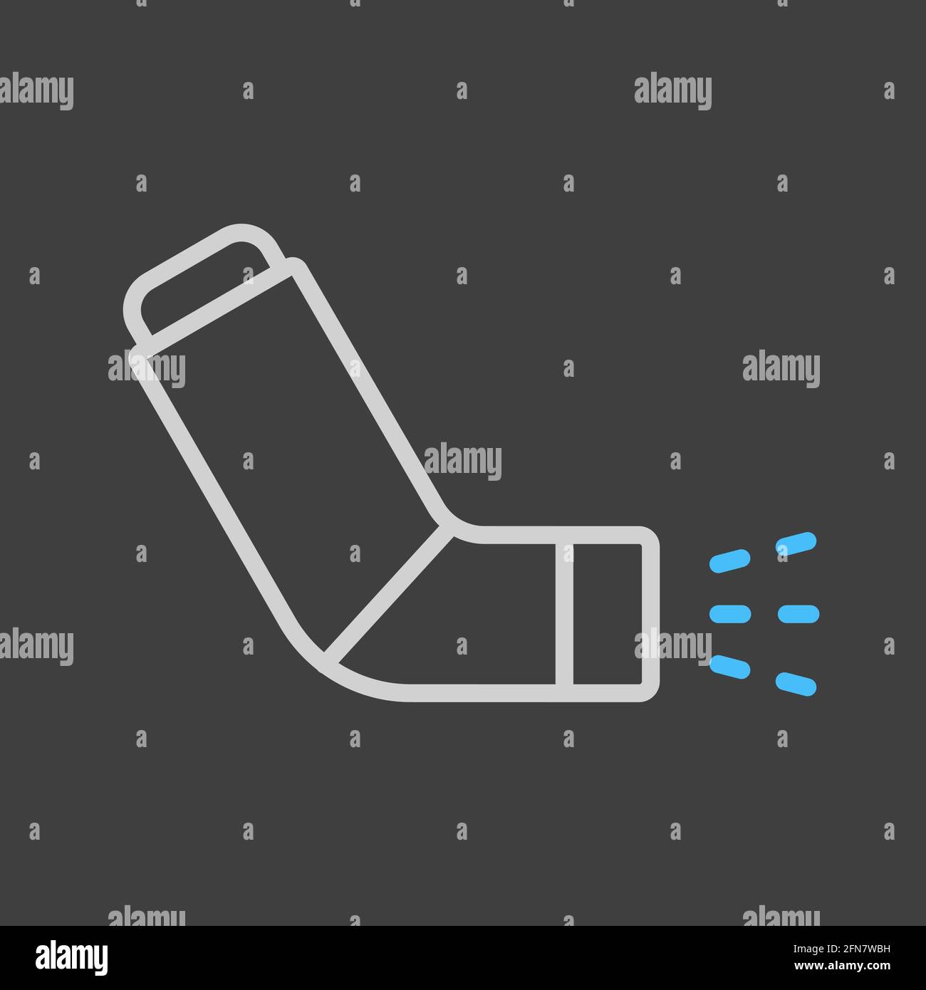 Asthma inhaler vector icon on dark background. Medicine and healthcare ...